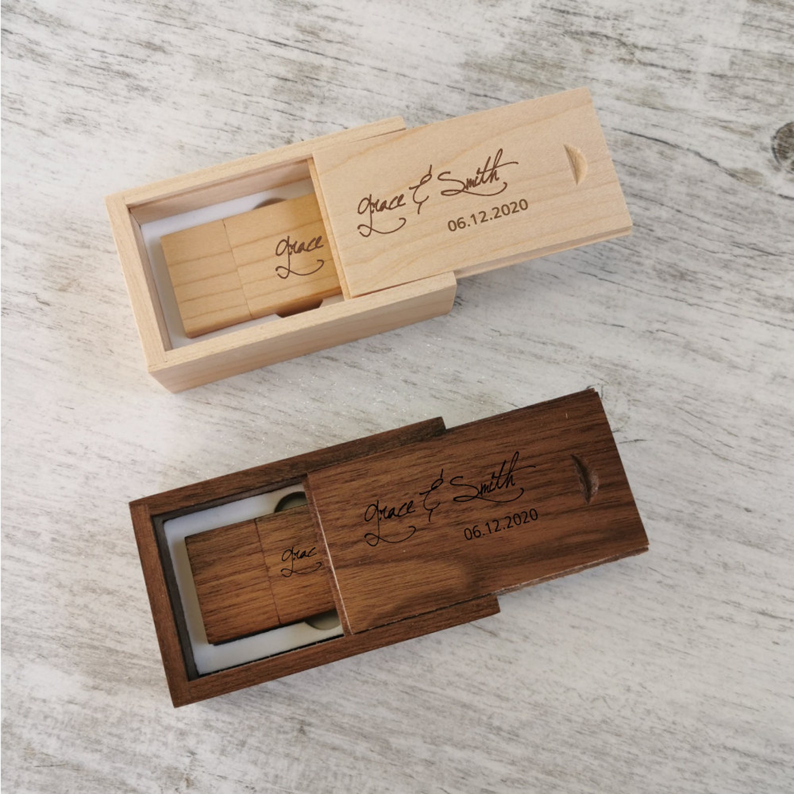 Engraving USB Flash Drive Custom USB Box Personalized Wooden - Etsy