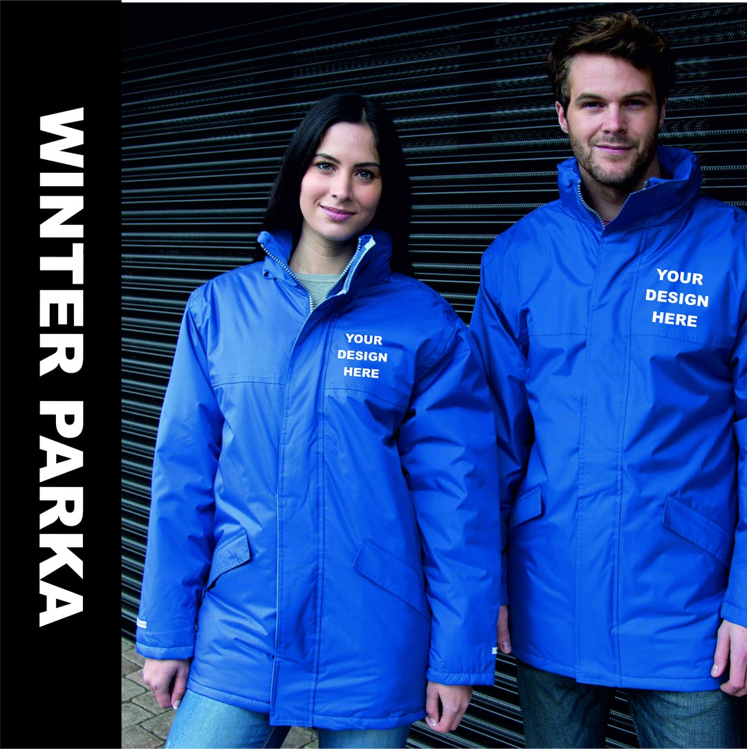 Custom Printed Winter Jacket Parka Personalised Work Wear Business ...