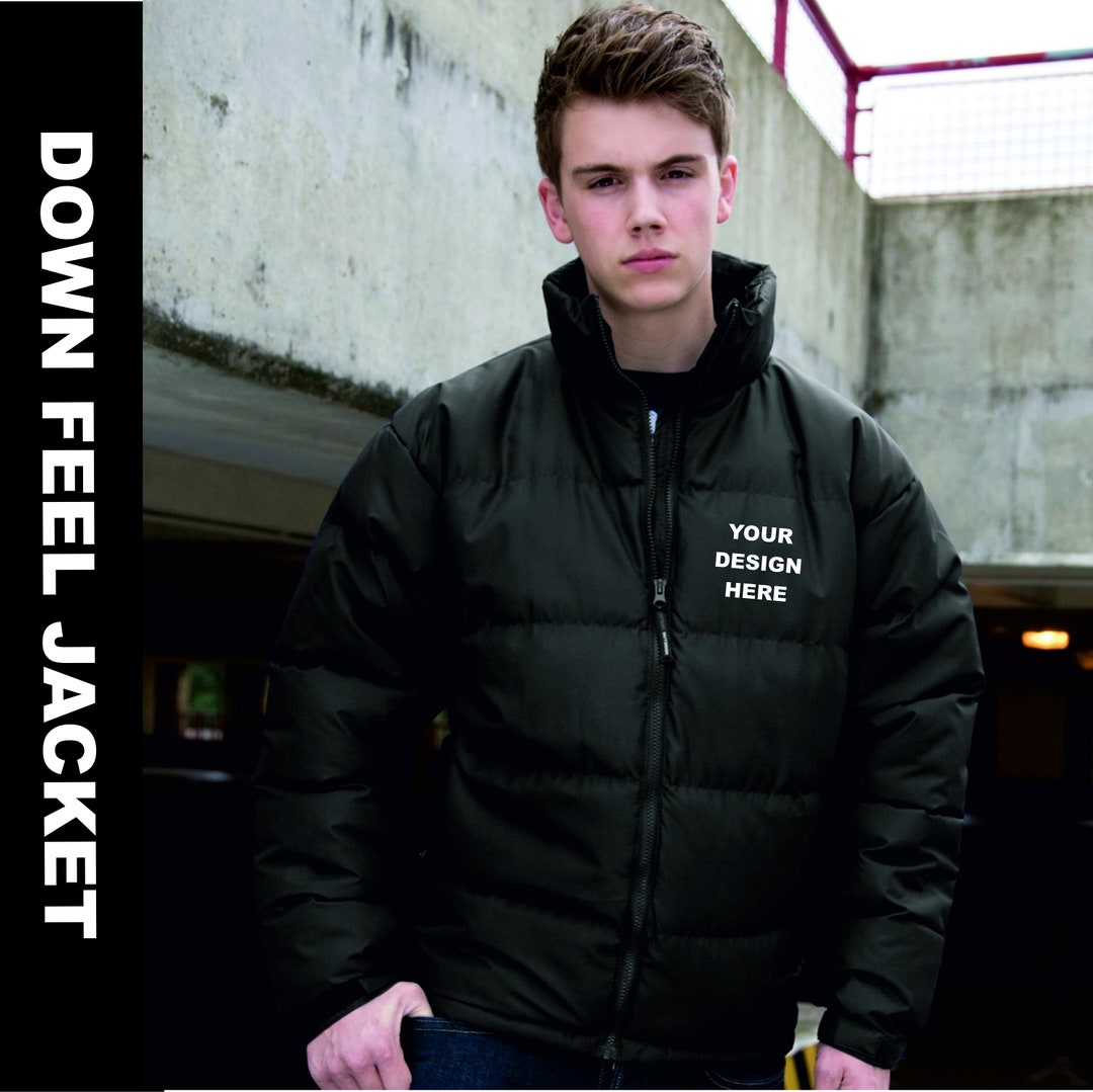 Custom Printed Winter Jacket Men's Holkham Down Feel Jacket Work Wear ...
