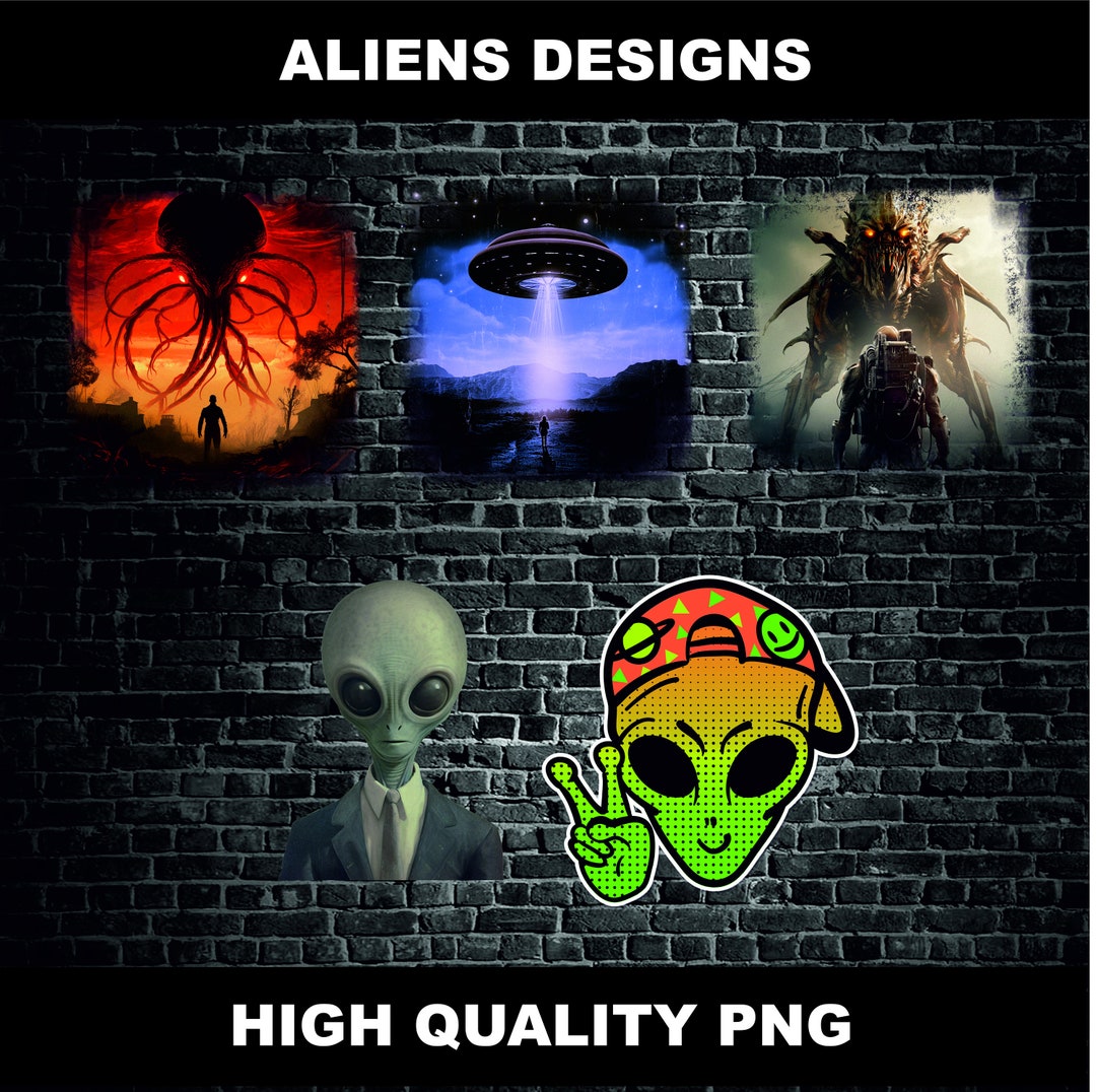 Alien Design, NLO, 5 Designs, T-shirt Design Png, Sublimation Design ...