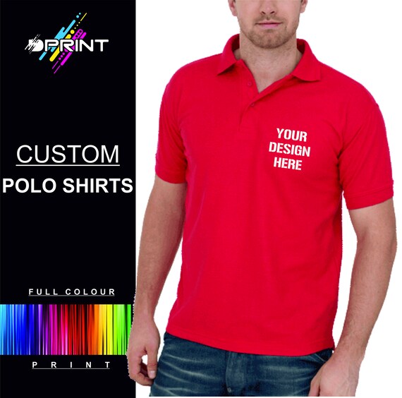 Custom Printed POLO SHIRT COTTON Personalised Work Wear | Etsy