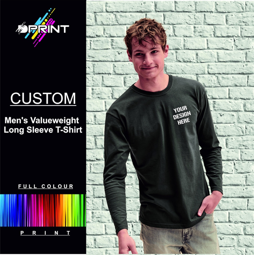Personalized Men's Long Sleeve T-shirt, Custom Print Design - Etsy