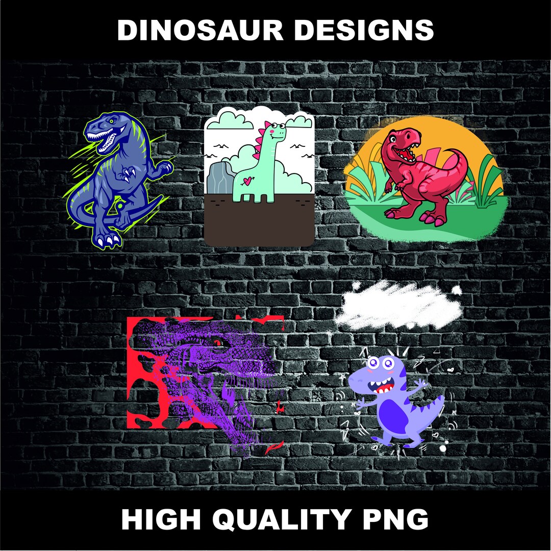 Dinosaur Design, Kids, 5 Designs, T-shirt Design Png, Sublimation ...