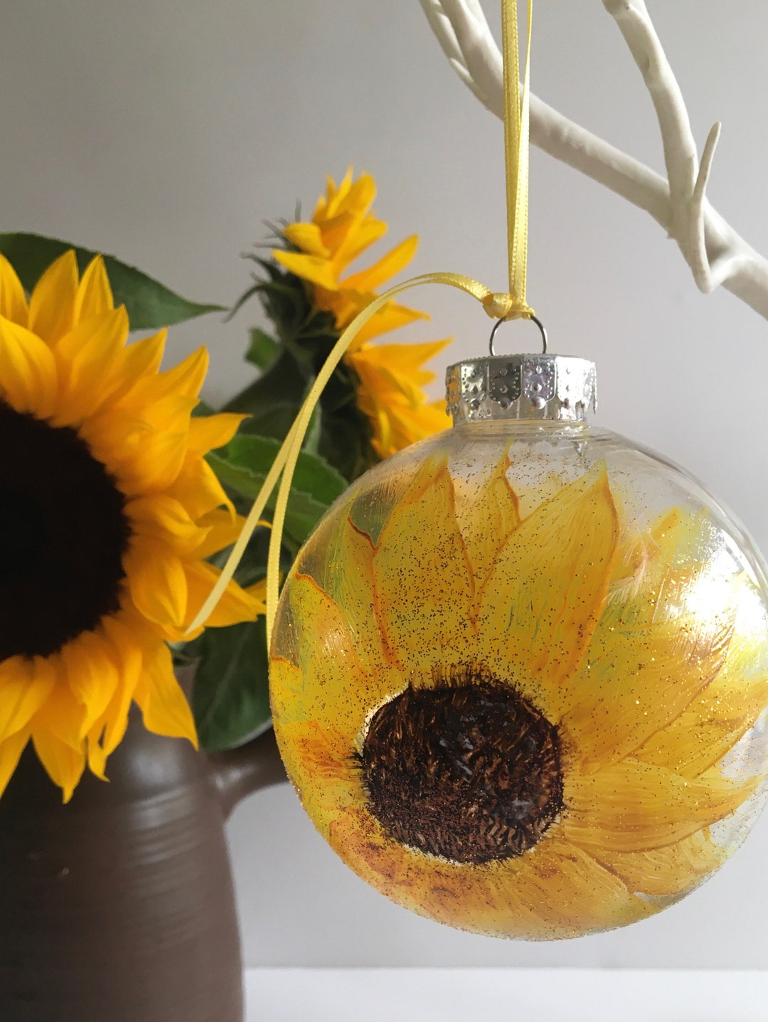 Sunflower Bauble Hand Painted, Gift, Birthday, Remembrance, Memorial ...