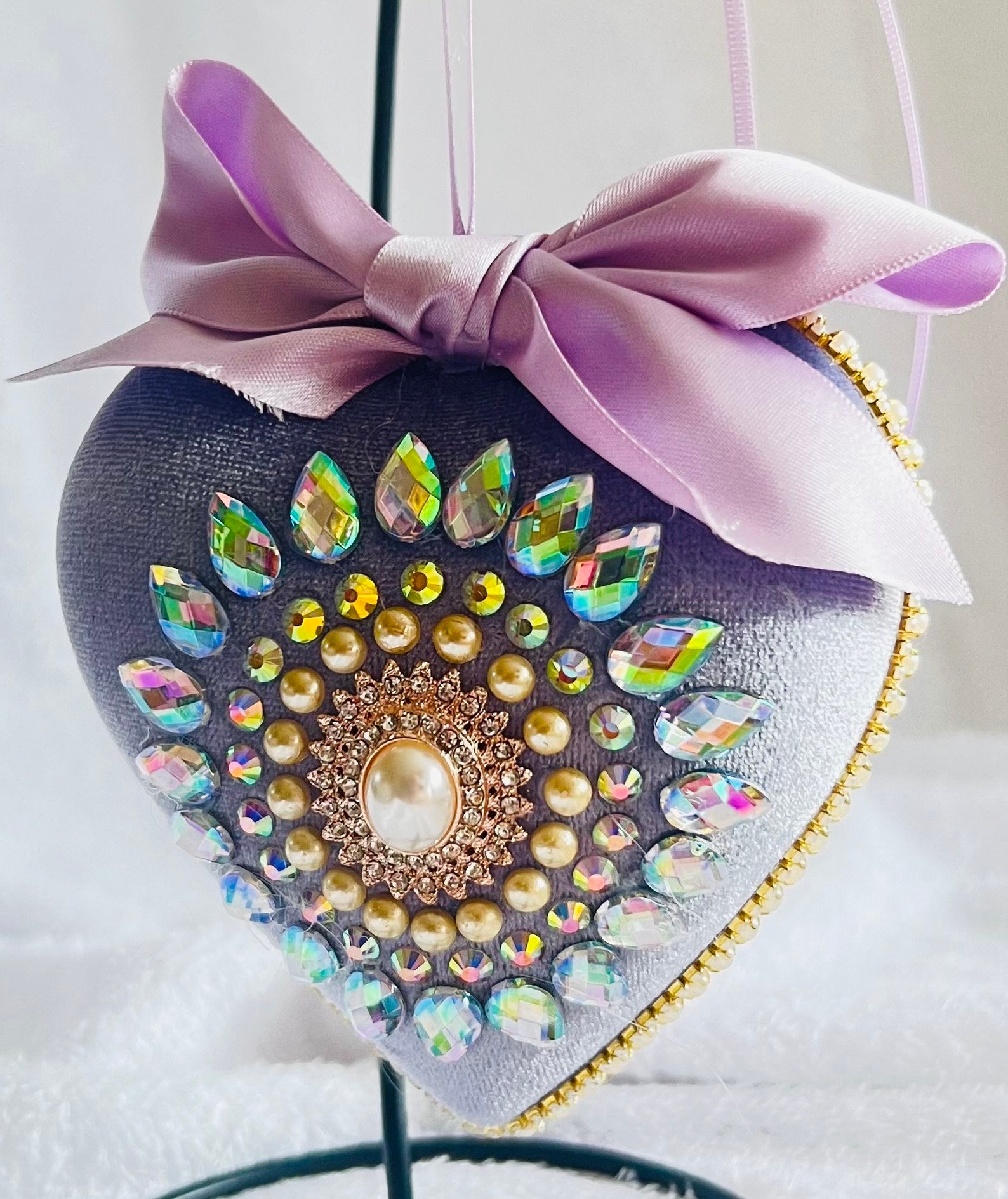 Velvet Gem Heart, Bauble, Ornament, Home Decor, Gift, Mother’s Day ...