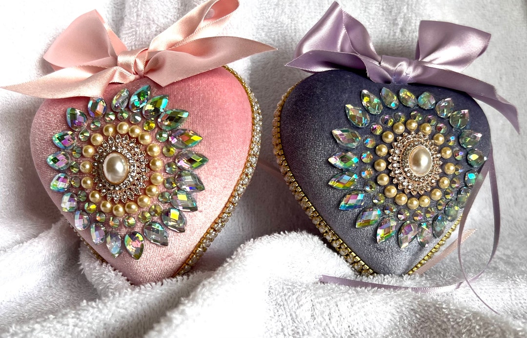 Velvet Gem Heart, Bauble, Ornament, Home Decor, Gift, Mother’s Day ...