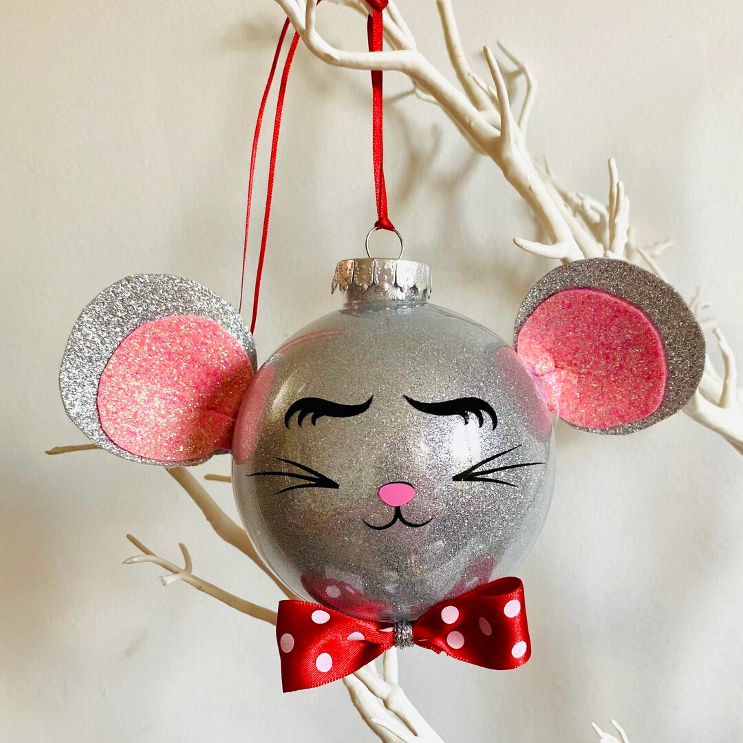 Gus Mr Mouse Bauble, Hand Glittered Mouse Ornament, Home Decor - Etsy