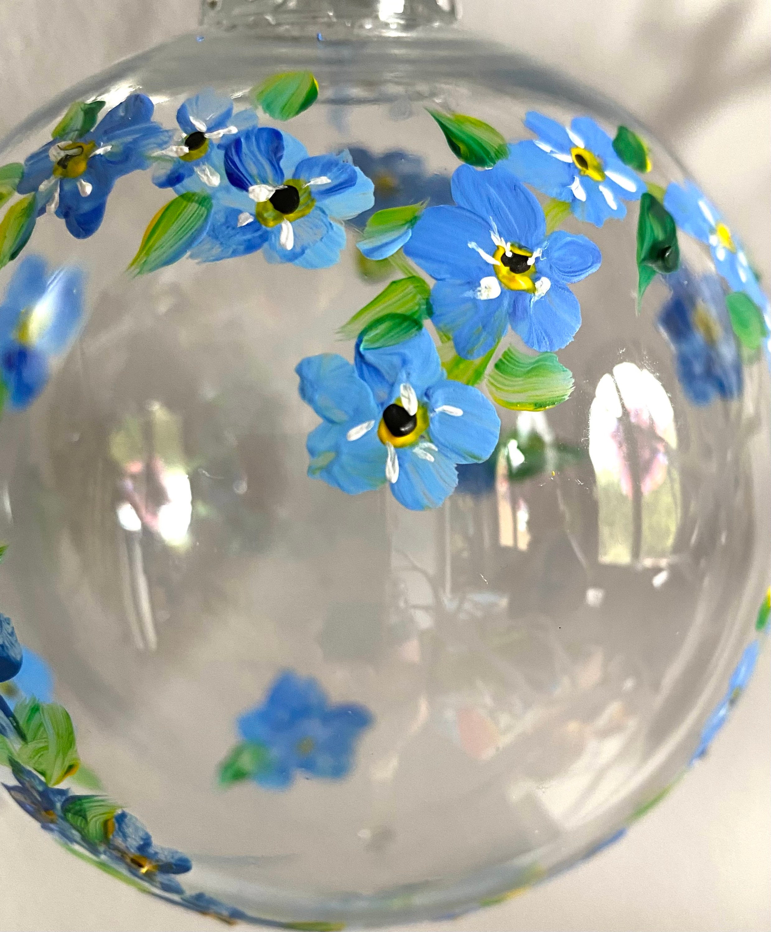 Hand Painted Forget-me-not Bauble, Hand Decorated. Birthday, Gift ...