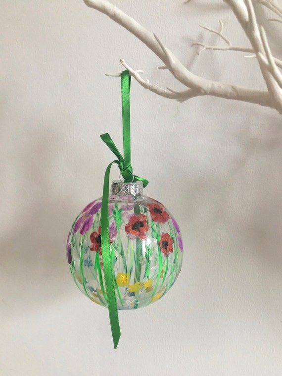 Wild Flower Meadow Hand Painted Bauble - Etsy UK