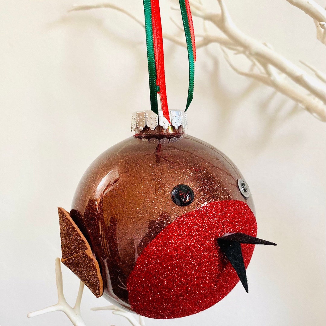 Hand Decorated Robin Bauble, Christmas Ornament, Memorial Gift - Etsy UK