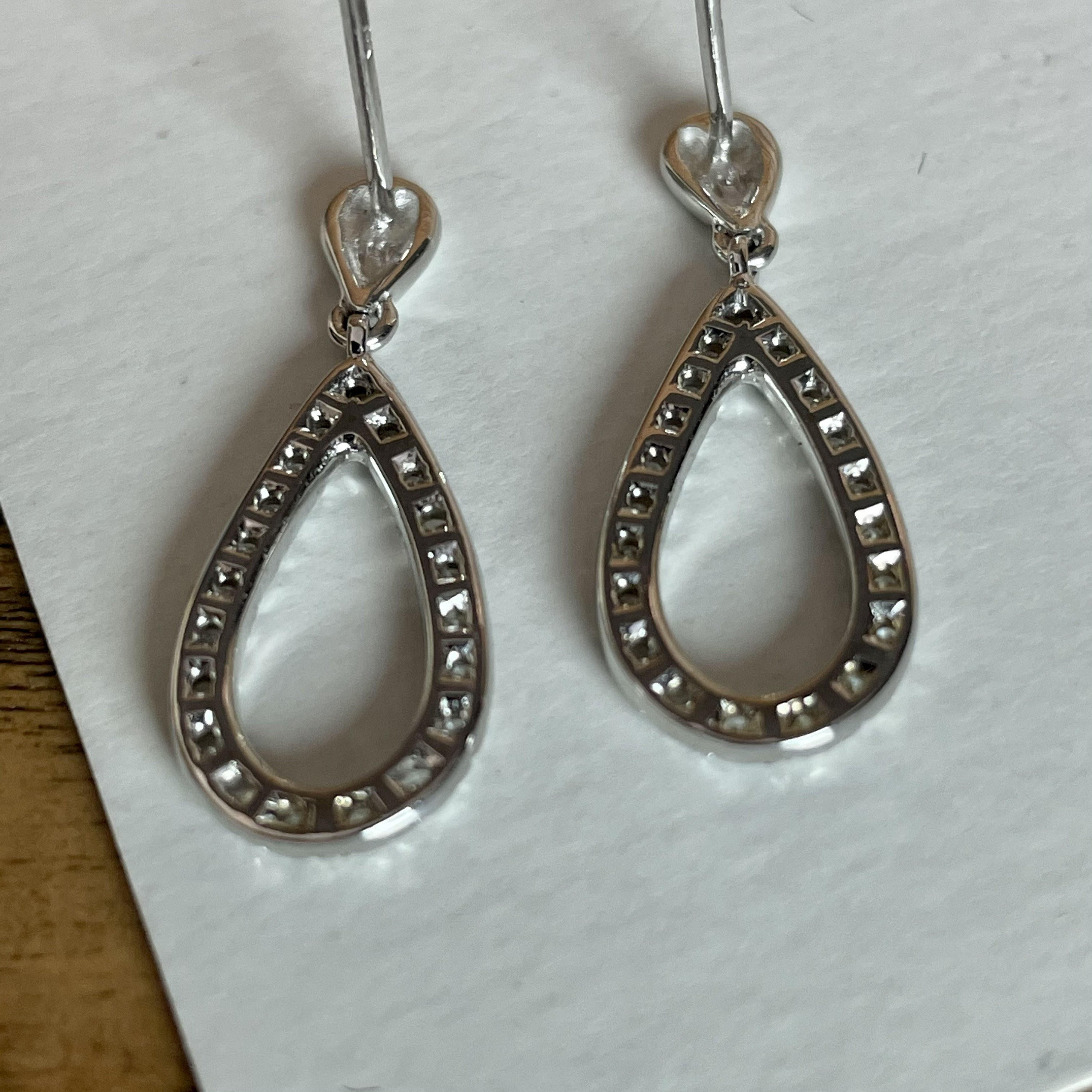 Hand Crafted 14K White Gold and Diamond Victoria’s Tear Drop Post ...
