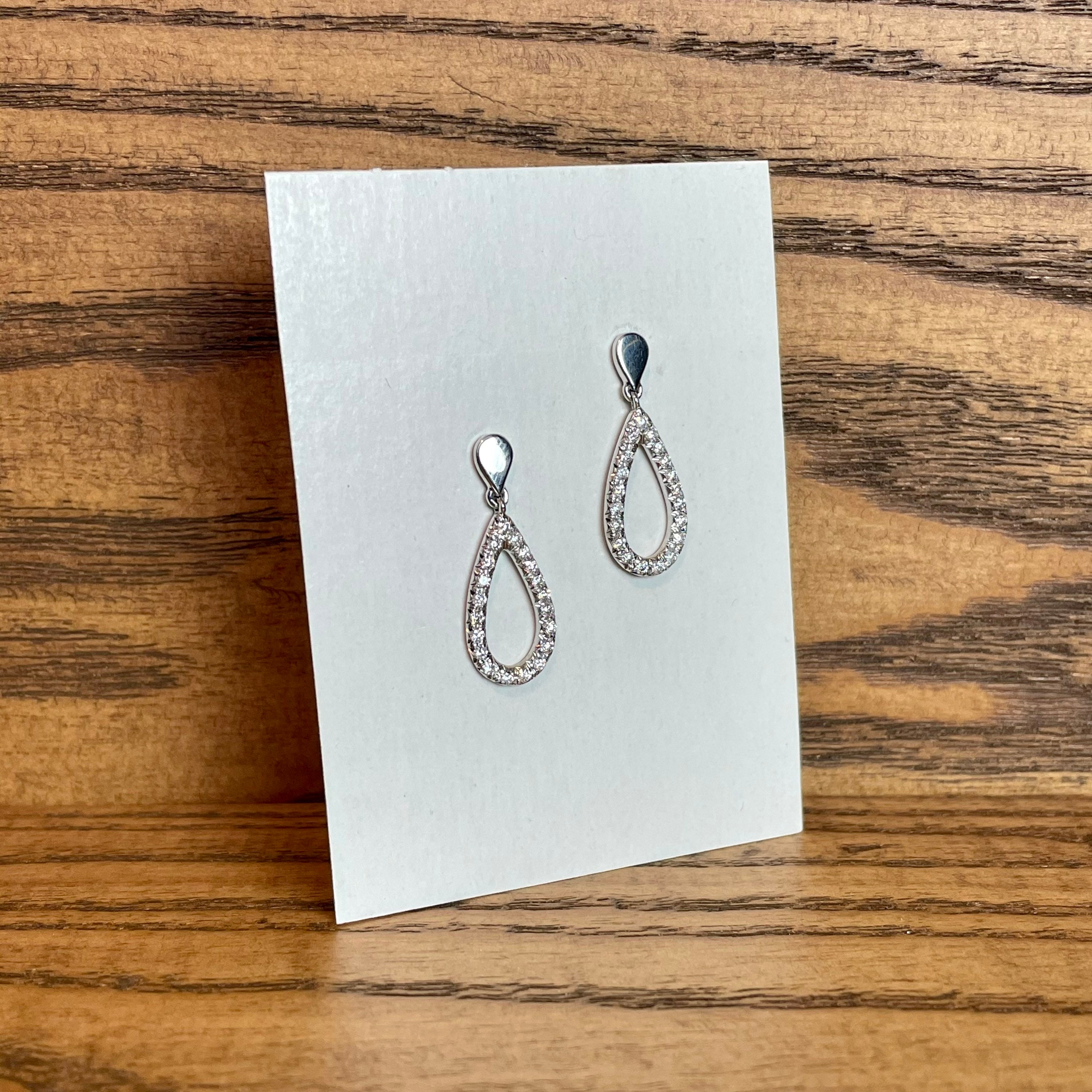 Hand Crafted 14K White Gold and Diamond Victoria’s Tear Drop Post ...