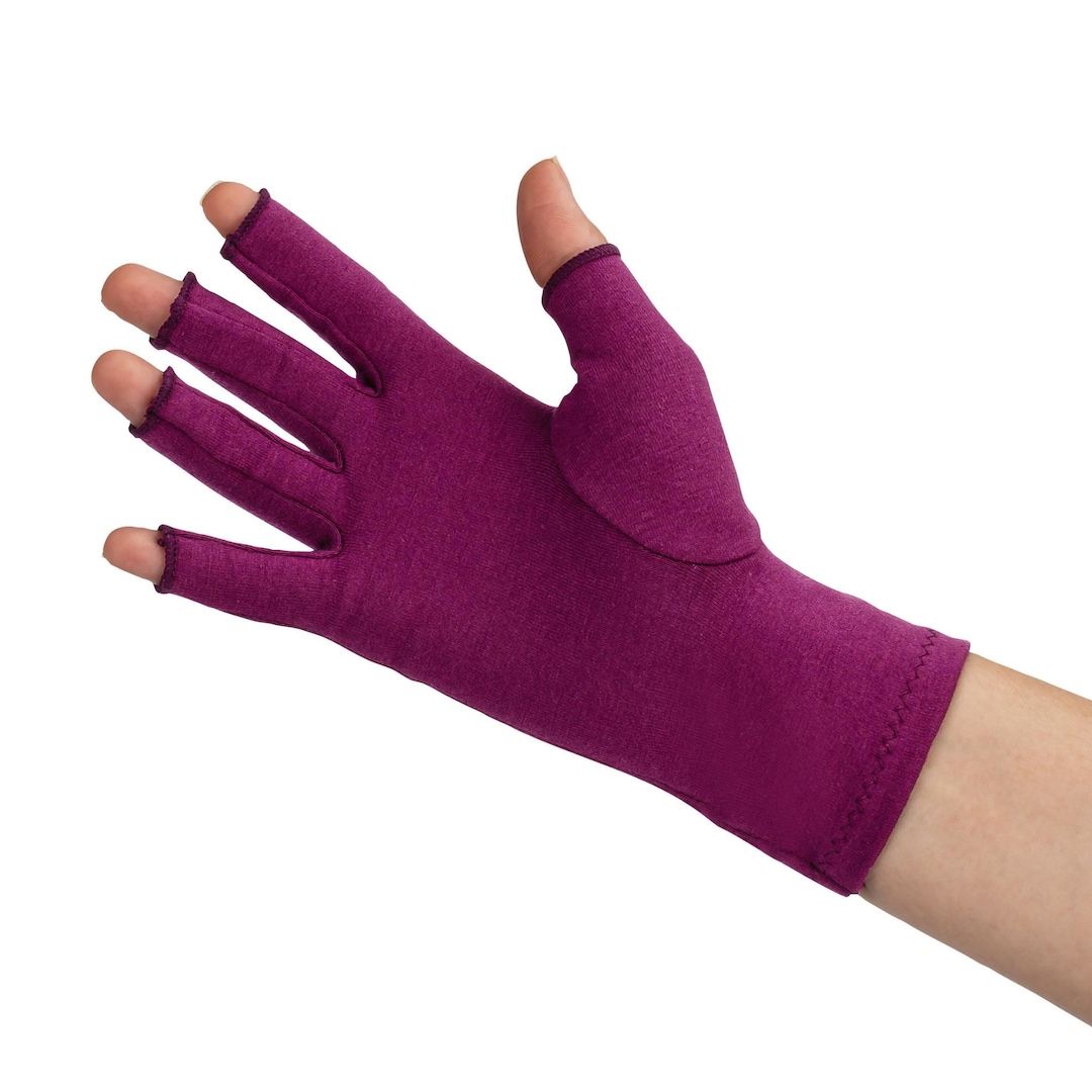 Plum Purple Arthritis Compression Gloves, Open Finger Design - Etsy