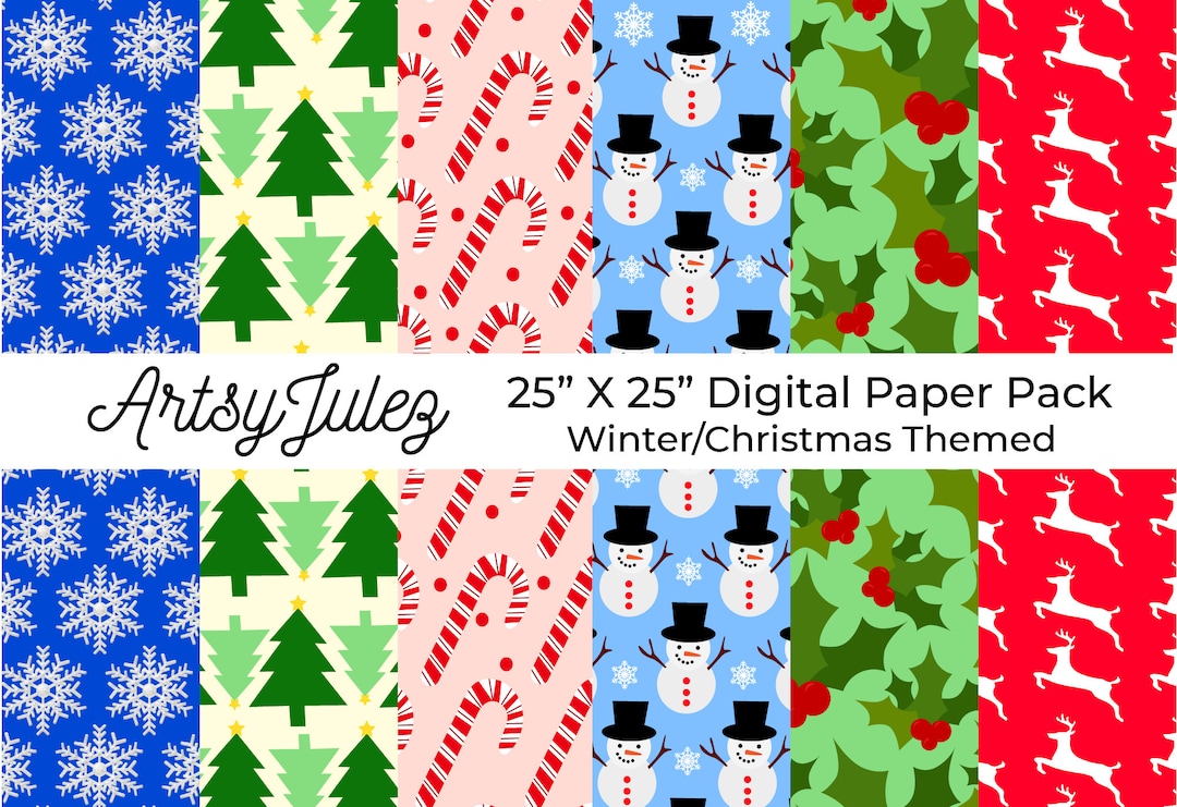 Digital Paper Pack, Christmas Paper, Winter Paper, Scrapbooking Paper ...
