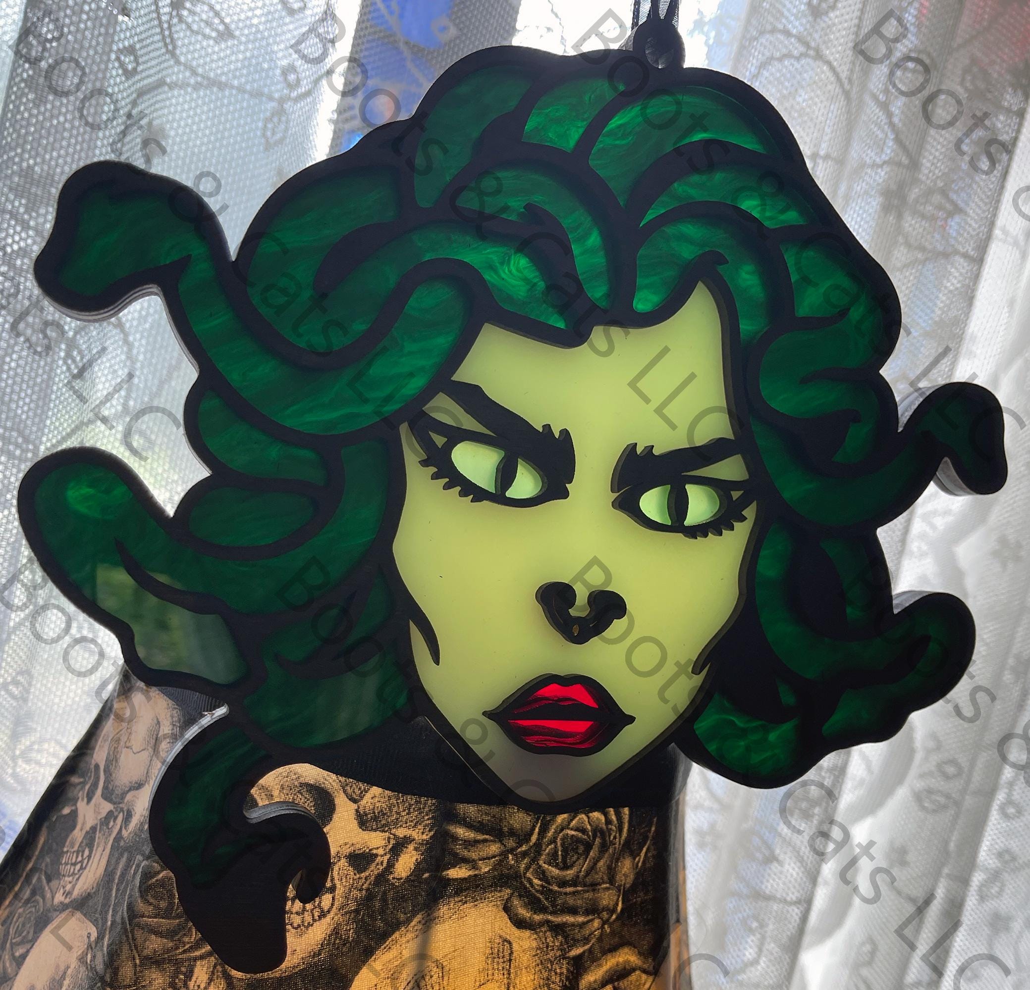 Medusa Suncatcher / Gorgon / Stained Glass-like Suncatcher - Etsy