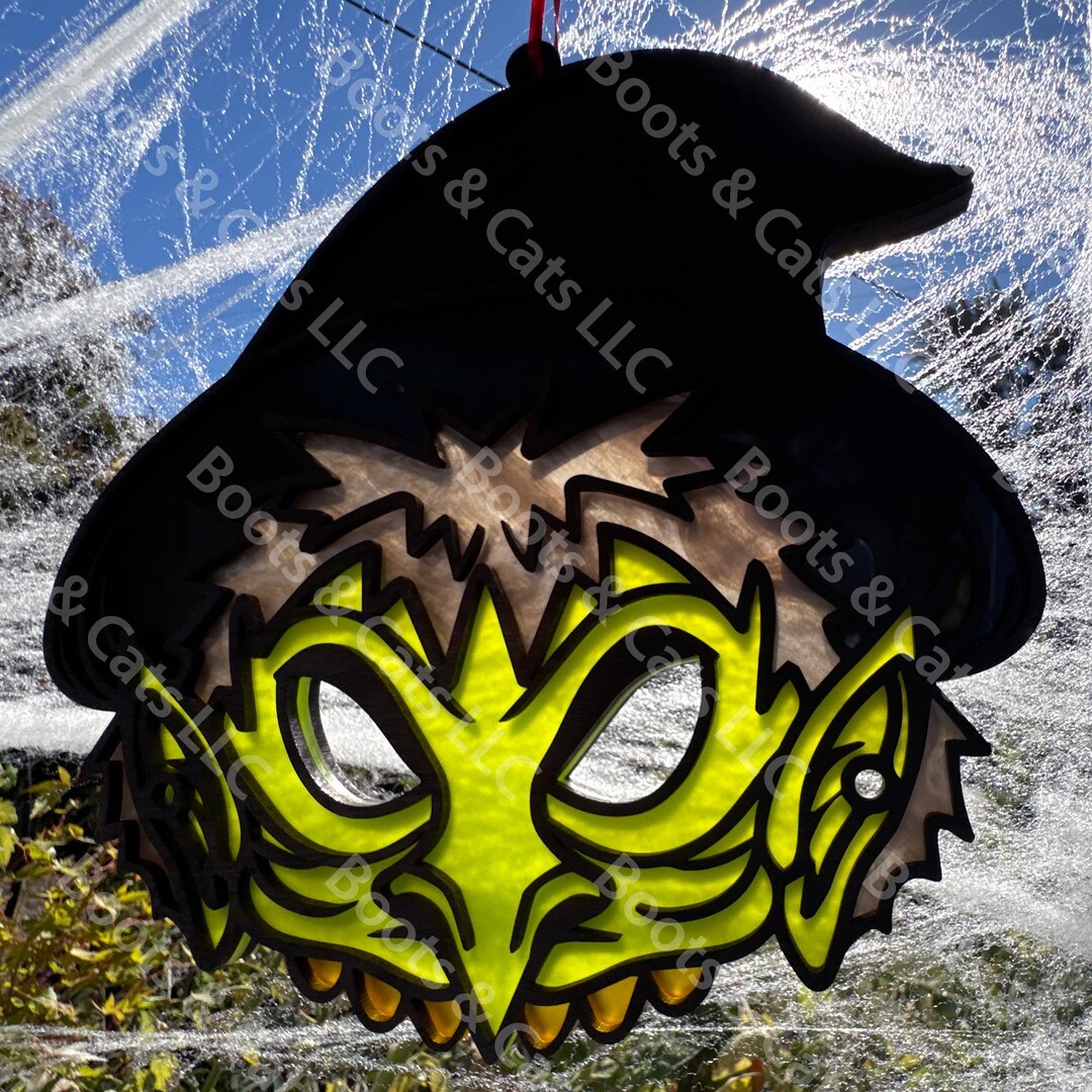 Witch / Harvest Horror Mask Suncatcher #5 / Stained Glass-like ...