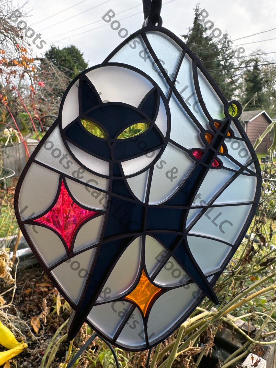 MCM 2 Leg Atomic Kitty Suncatcher / Stained Glass-like Gift - Etsy