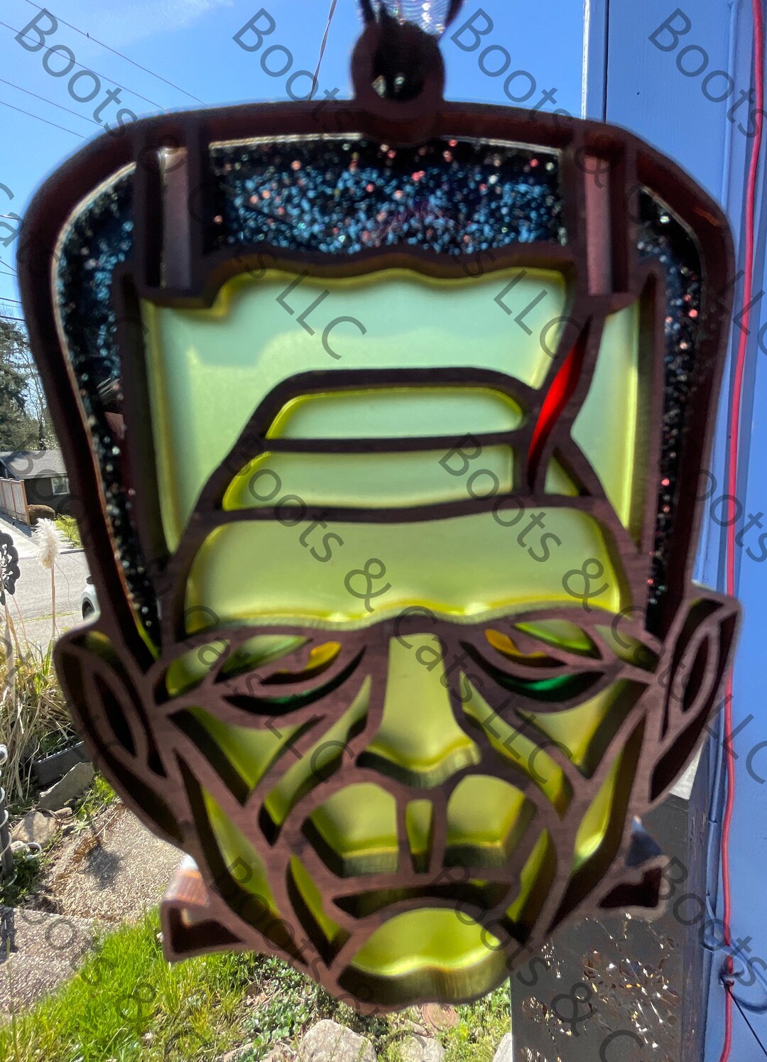 Frankenstein's Monster Ornament / Miniature Stained Glass Style ...