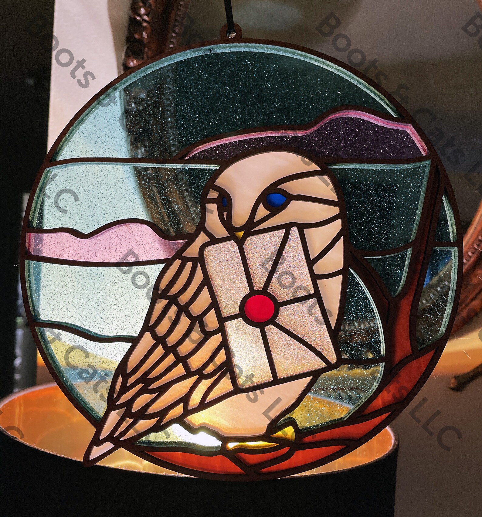 Special Delivery Magical Owl Suncatcher / Stained Glass-like - Etsy