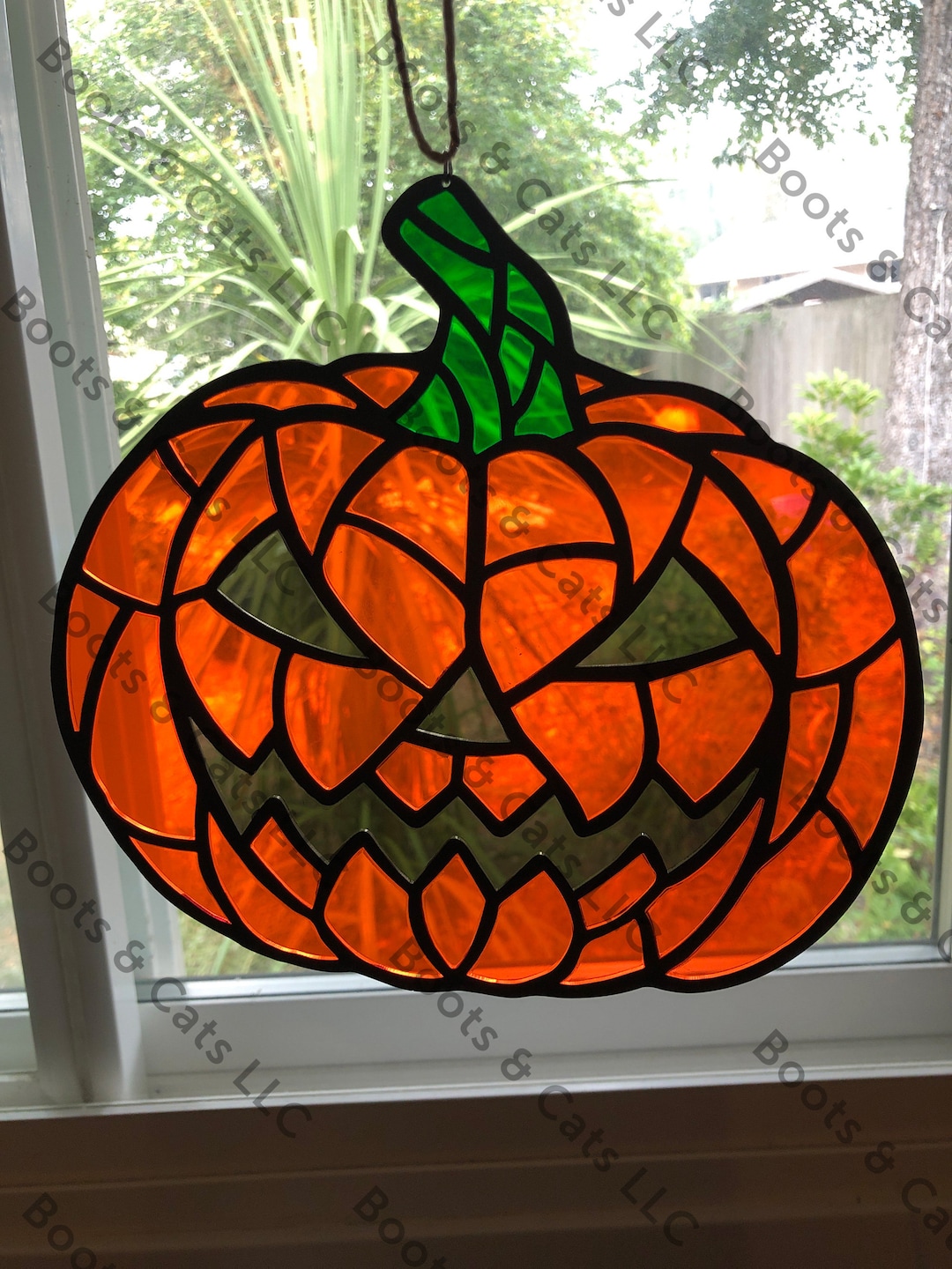 Stained-glass-like Pumpkin Window or Wall Decoration - Etsy