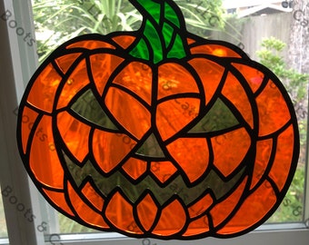 Handcrafted Stained Glass Jack-o-lantern Suncatcher in - Etsy