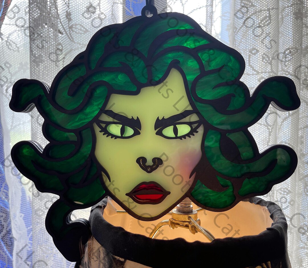 Medusa Suncatcher / Gorgon / Stained Glass-like Suncatcher - Etsy