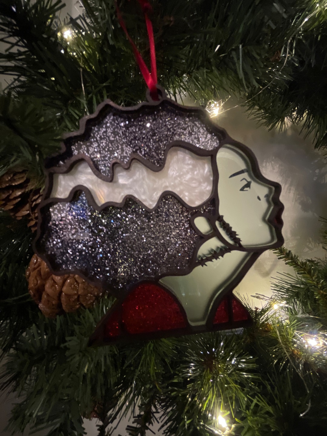 Bride of Frankenstein Ornament / Miniature Stained Glass Style ...