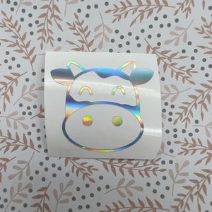 Holographic or Glitter Cow Decal Sticker, Cup, Phone, Laptop, Mug ...