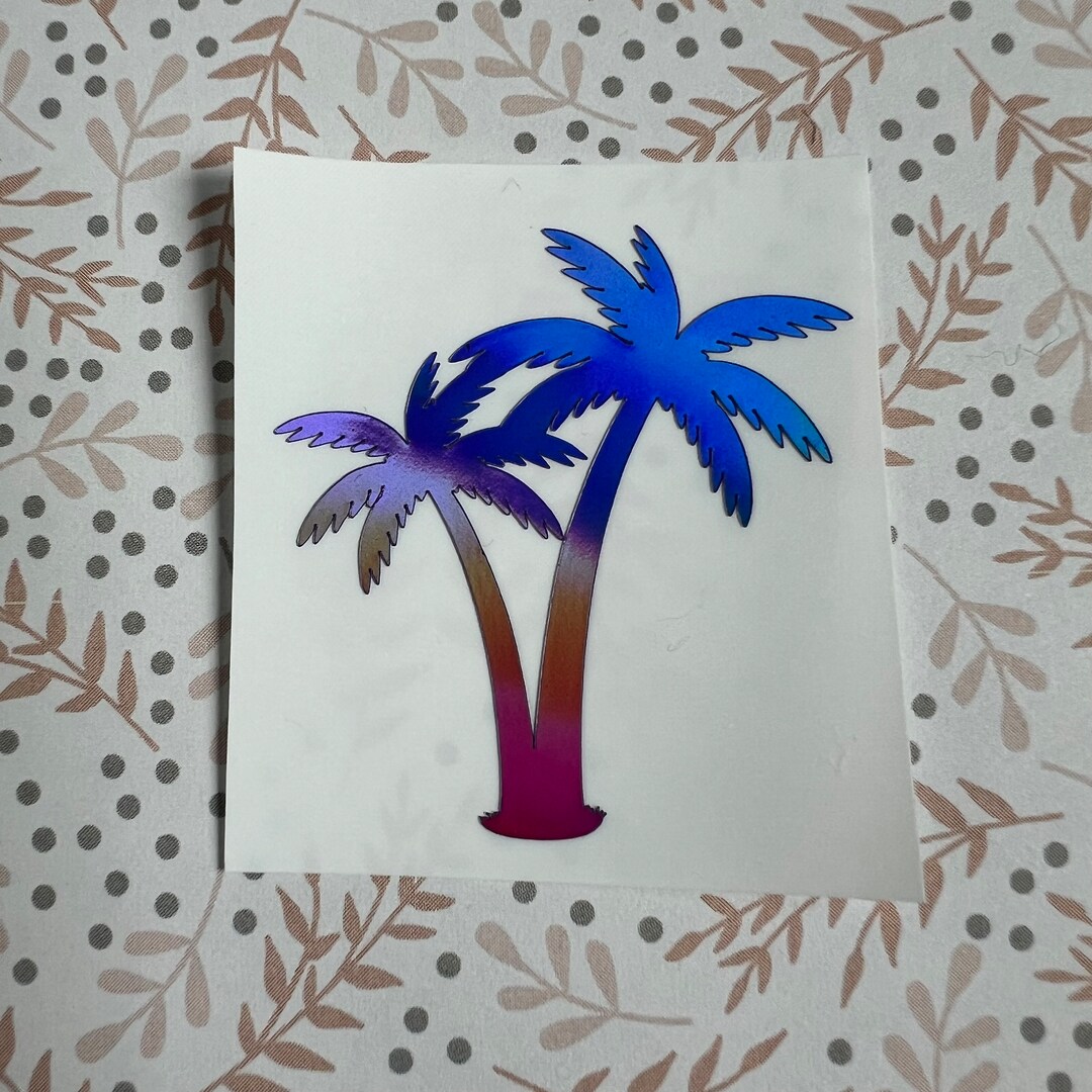 Holographic or Glitter Palm Tree Decal Sticker, Cup, Phone, Laptop, Mug ...