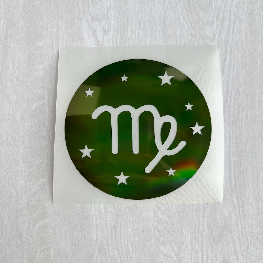 Holographic or Glitter Virgo Zodiac Sign Decal Sticker, Cup, Phone ...