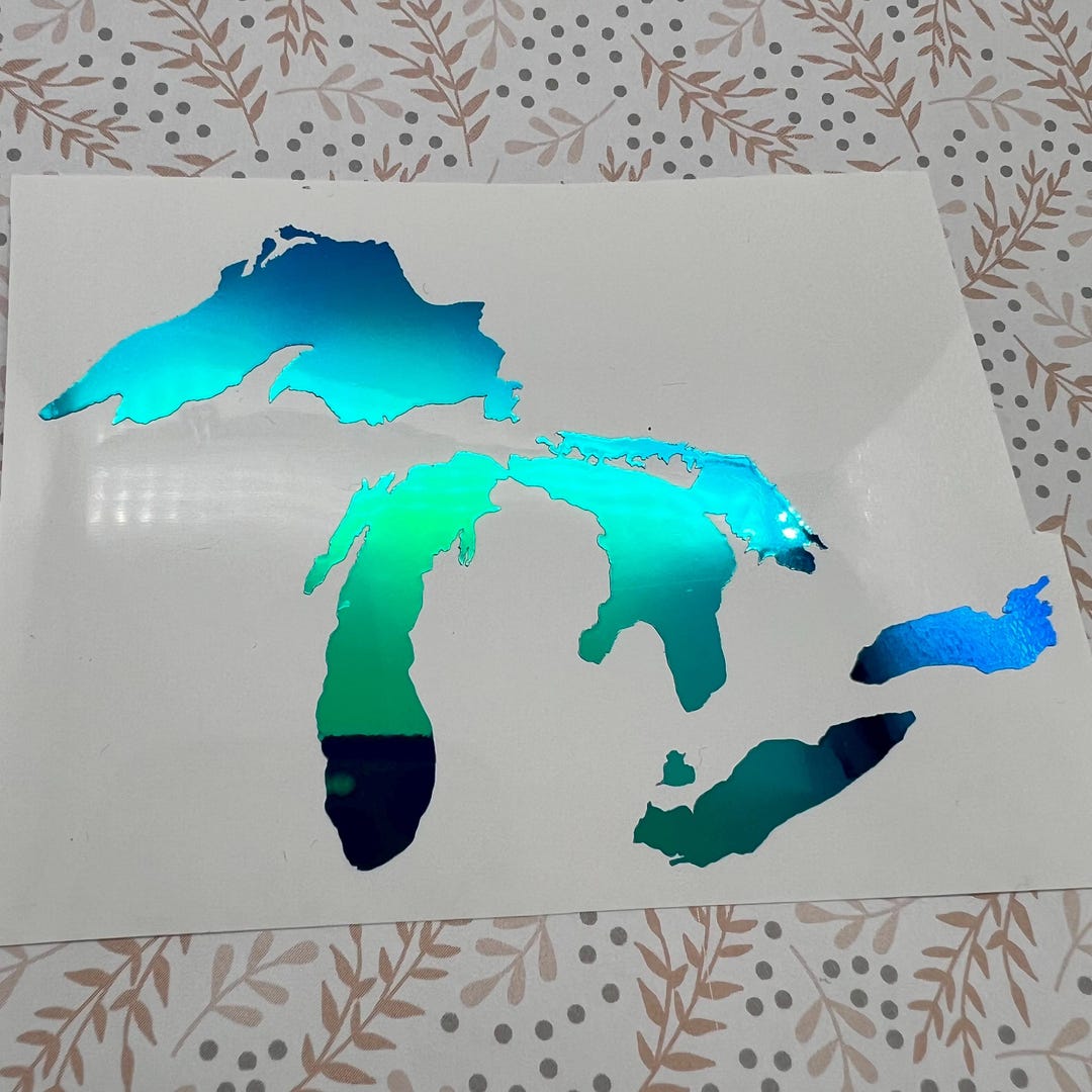 Holographic or Glitter Great Lakes Decal Sticker, Cup, Phone, Laptop ...