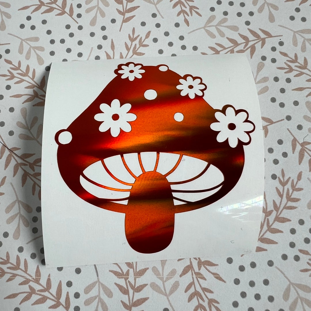 Holographic or Glitter Cute Mushroom Decal Sticker, Cup, Phone, Laptop ...