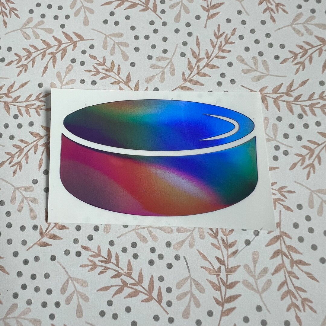 Holographic or Glitter Hockey Puck Decal Sticker, Cup, Phone, Laptop ...