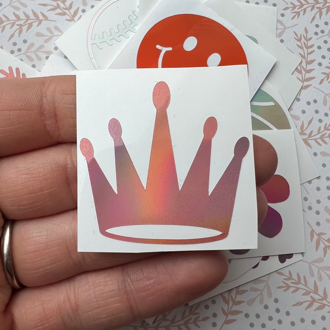 Holographic or Glitter Princess Queen Crown Decal Sticker, Cup, Phone ...