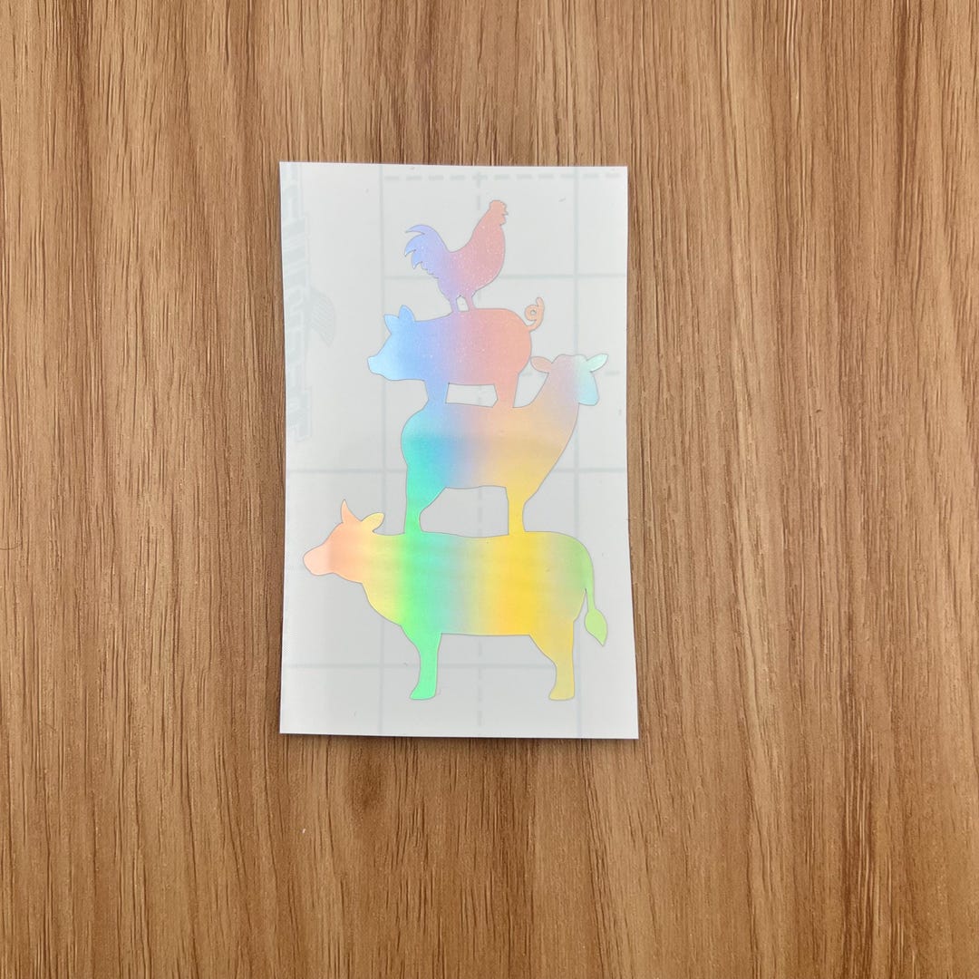 Holographic or Glitter Farm Animal Decal Sticker, Cup, Phone, Laptop ...