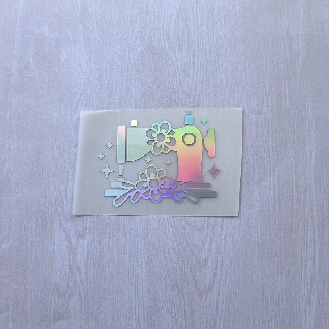 Holographic or Glitter Floral Sewing Machine Decal Sticker, Cup, Phone ...