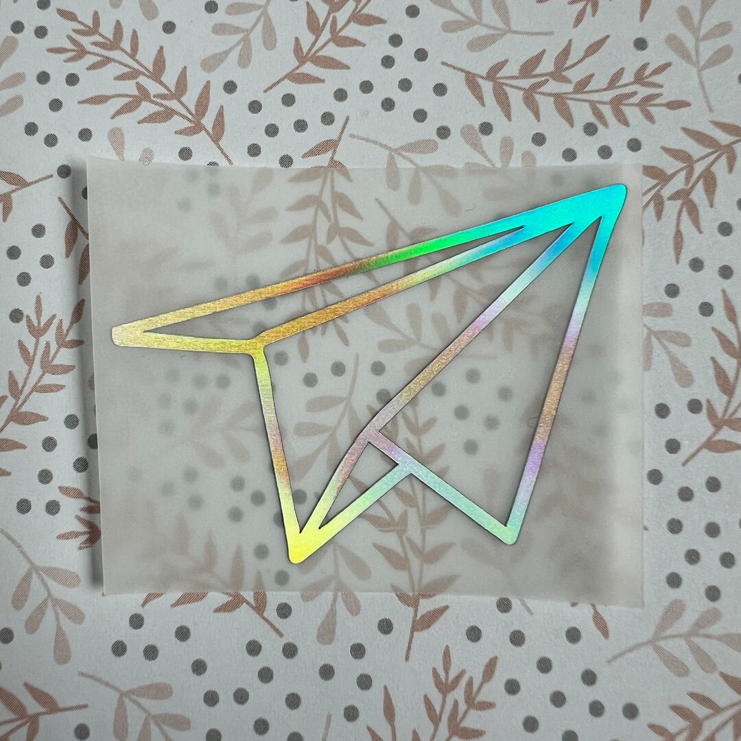 Holographic or Glitter Paper Airplane Decal Sticker, Cup, Phone, Laptop ...