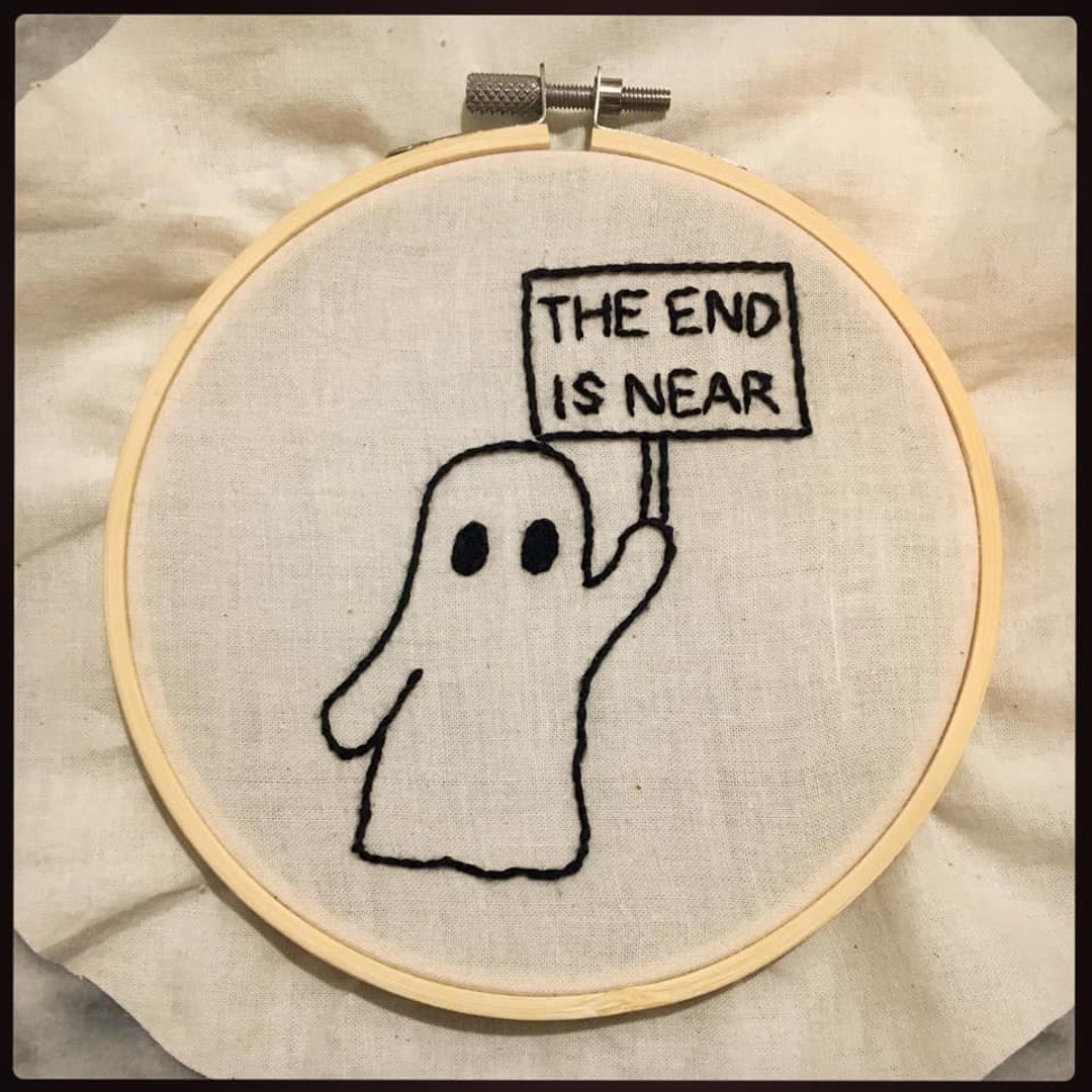 Phoebe Bridgers Inspired Ghost With Sign Hand Embroidered 5" Hoop - Etsy