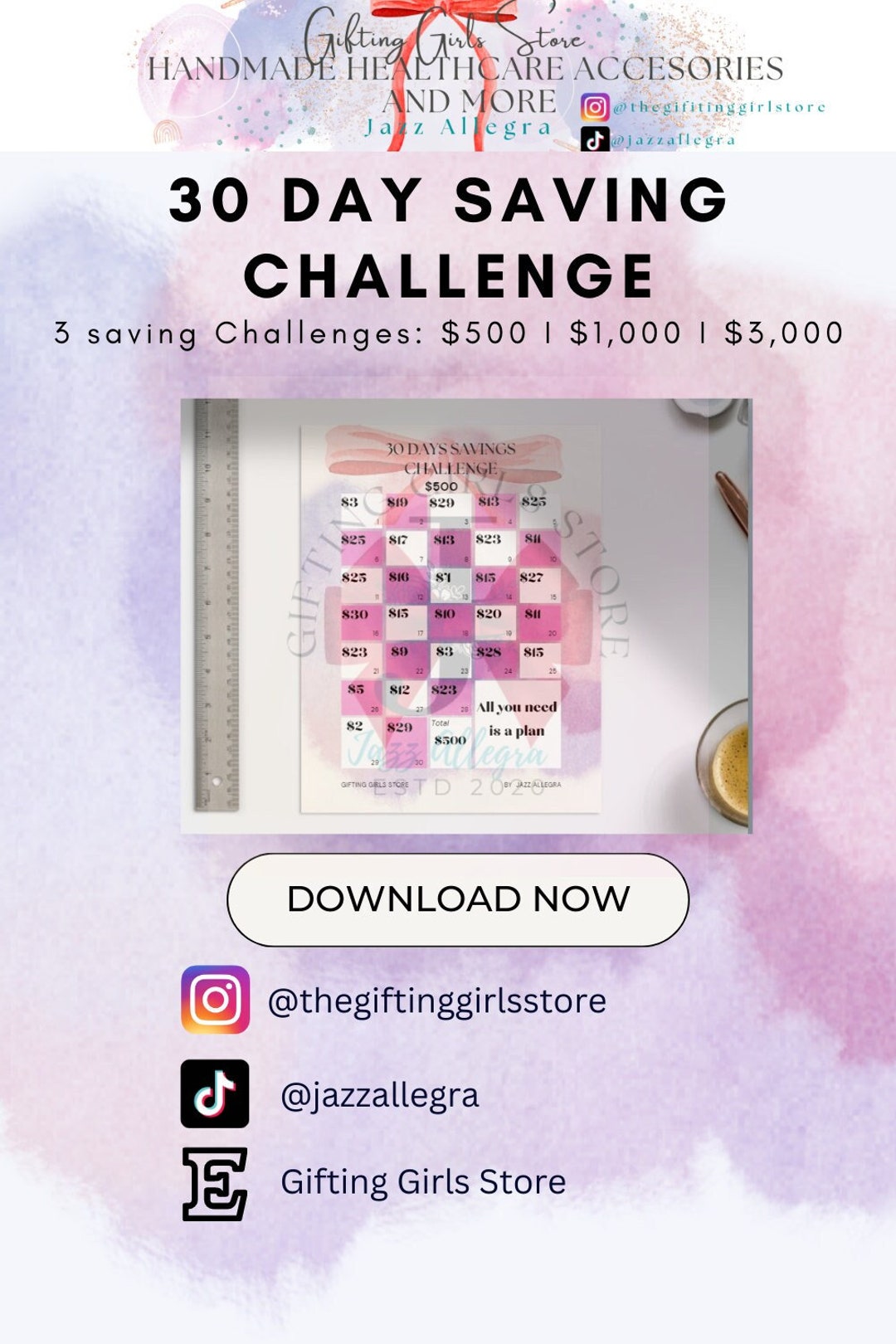 500, 1K, & 3K SAVINGS CHALLENGE BUNDLE! Printable, Instant Download ...