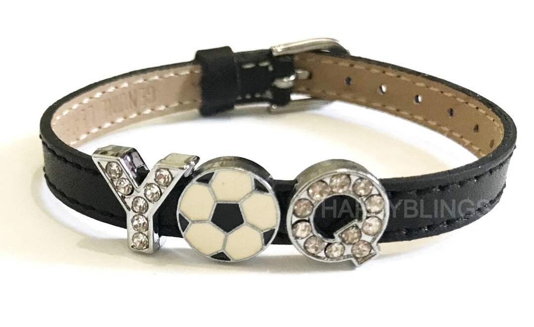 Soccer Ball Champion Initials Leather Bracelet FREE SHIPPING - Etsy