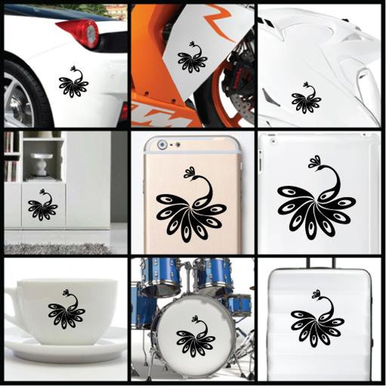 Peacock Open - Vinyl Decal Sticker for Wall, Car, Bike, Iphone, Ipad ...