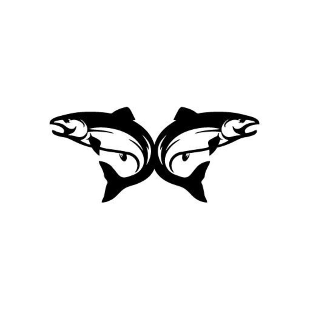 Salmon Fish Jump Mirror - Vinyl Decal Sticker for Wall, Car, Bike ...