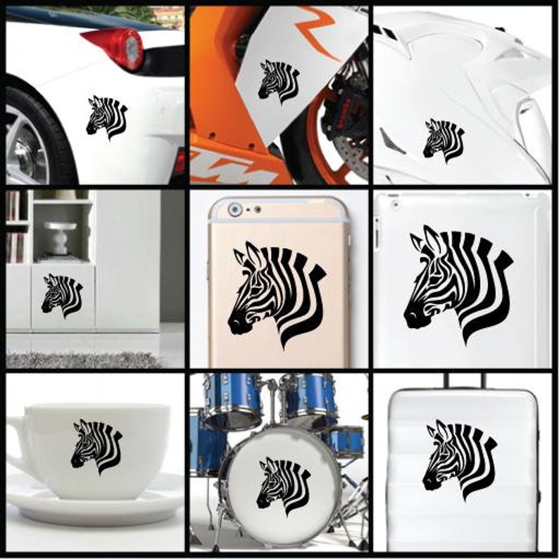 Zebra Head Vinyl Decal Sticker for Wall Car Bike Iphone | Etsy