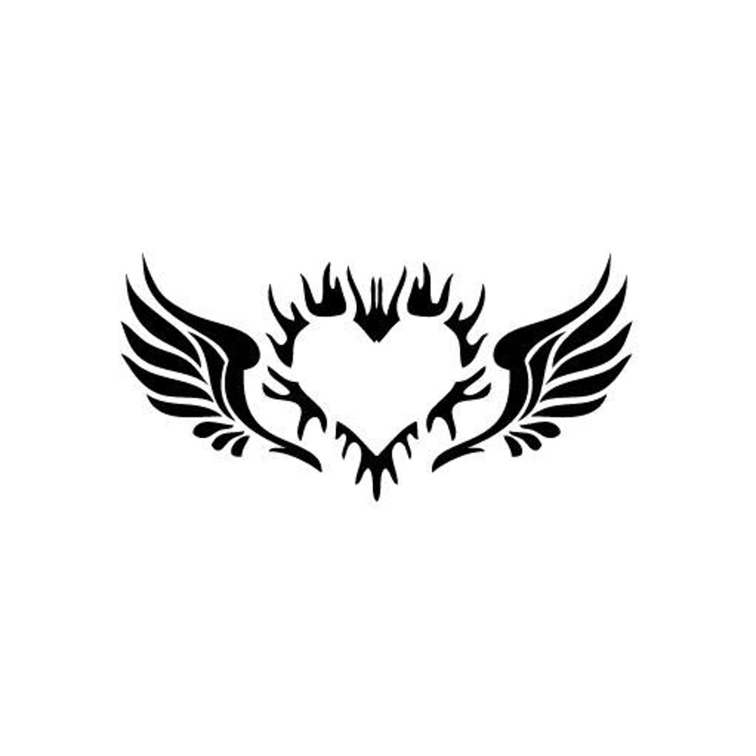 Back Plate Angel Wing Heart - Vinyl Decal Sticker for Wall, Car, Bike ...