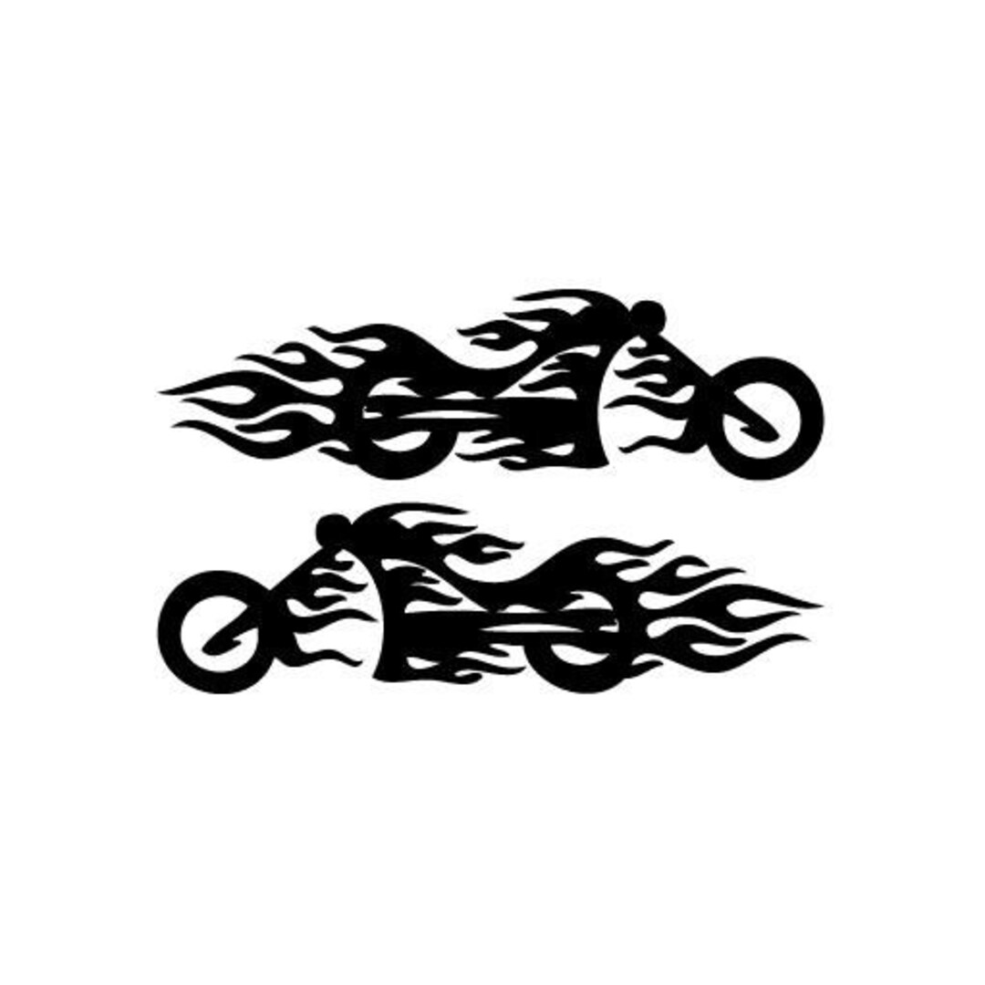 Motorcycle Flame Mirror - Vinyl Decal Sticker for Wall, Car, Bike ...