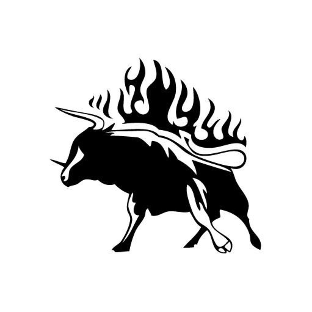 Bull Wild Fight Flame - Vinyl Decal Sticker for Wall, Car, Bike, Iphone ...