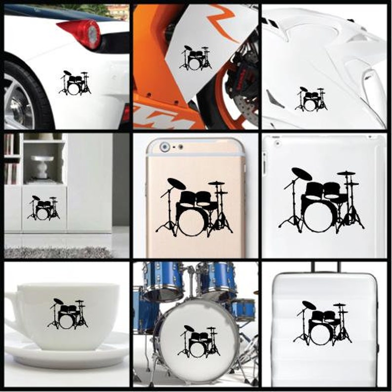 Drum Set - Vinyl Decal Sticker for Wall, Car, Bike, Iphone, Ipad ...