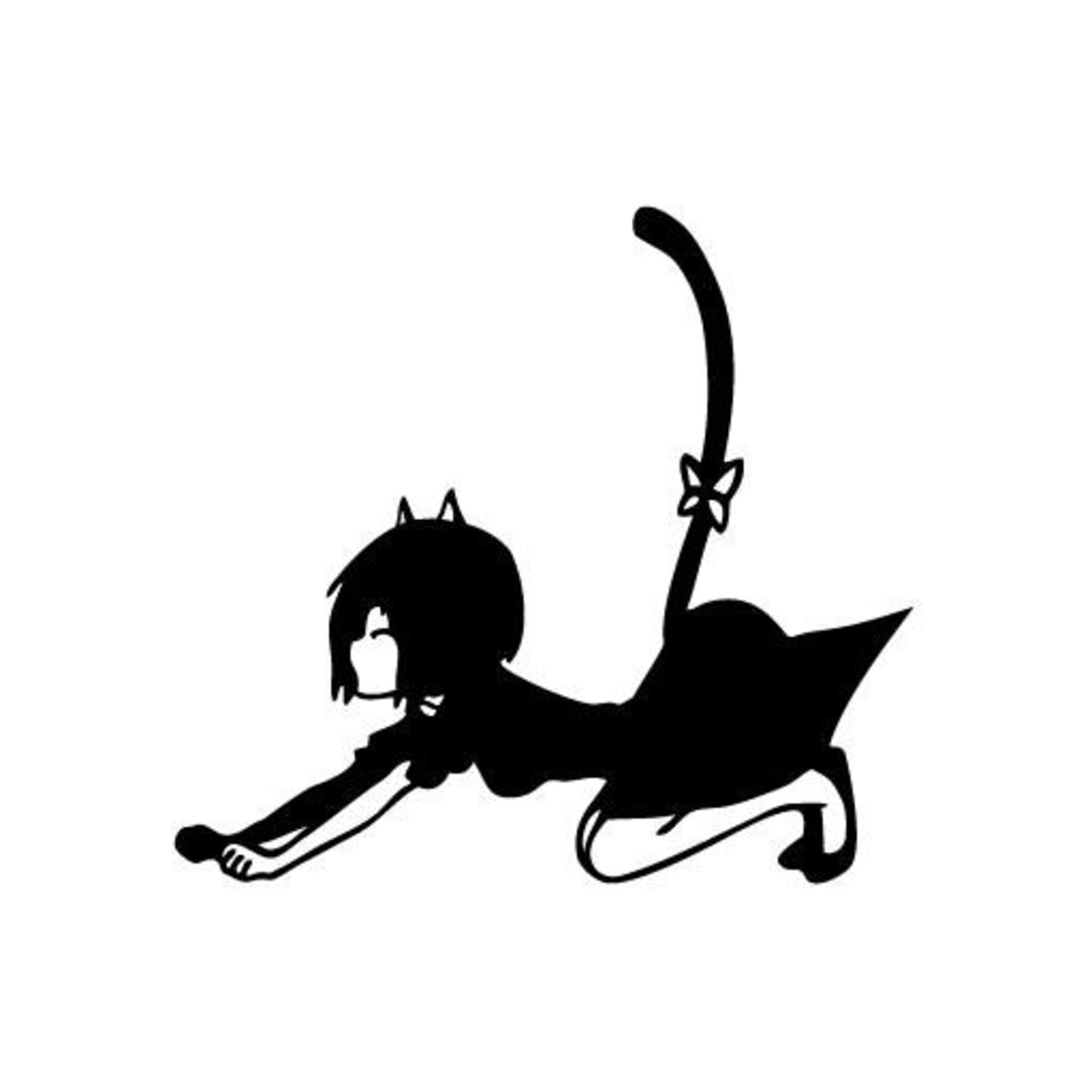 Girl Cat Cosplay Stretch Out - Vinyl Decal Sticker for Wall, Car, Bike ...