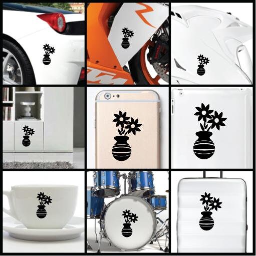 Flower In Vase Vinyl Decal Sticker for Wall Car Bike | Etsy