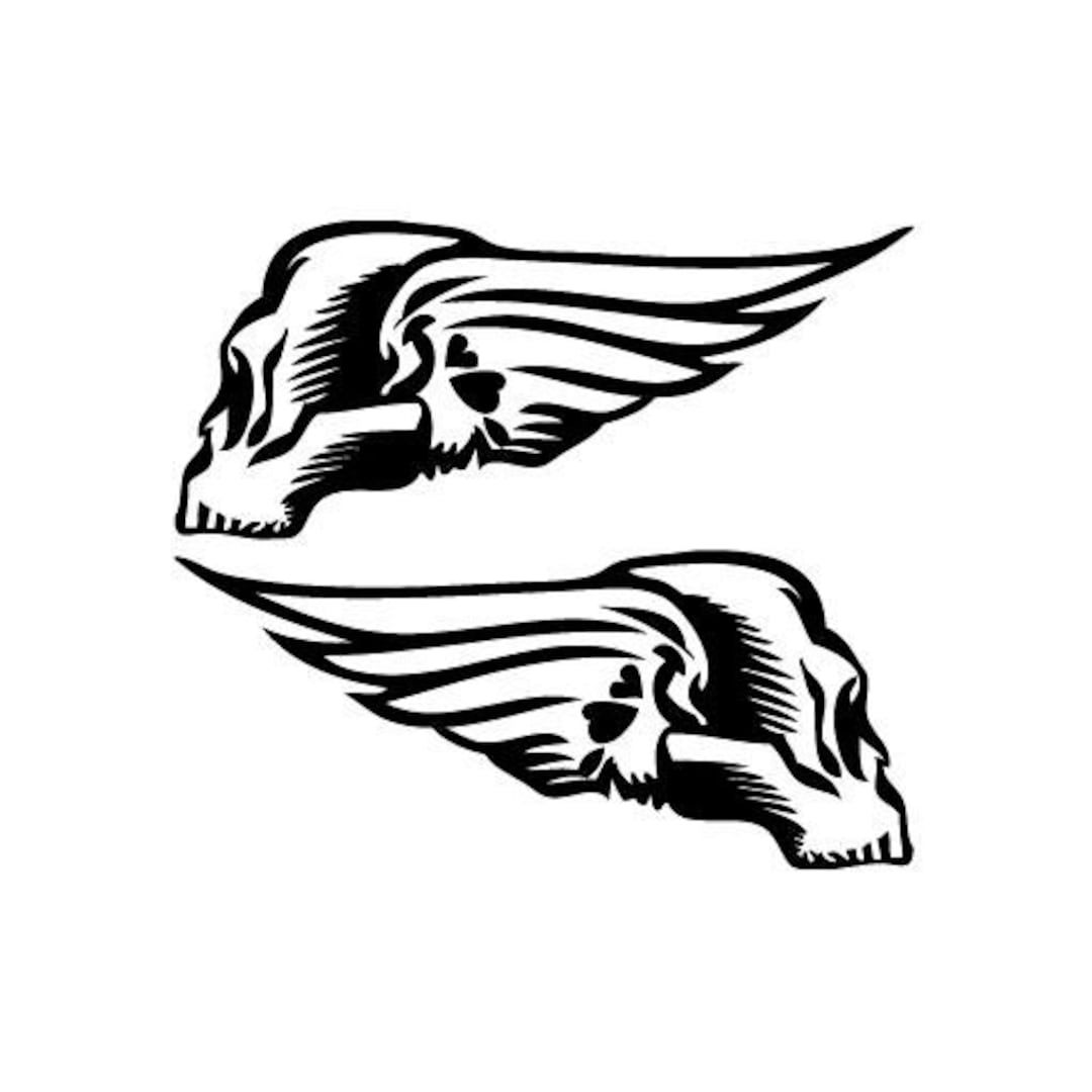 Skull Wings Mirror - Vinyl Decal Sticker for Wall, Car, Bike, Iphone ...